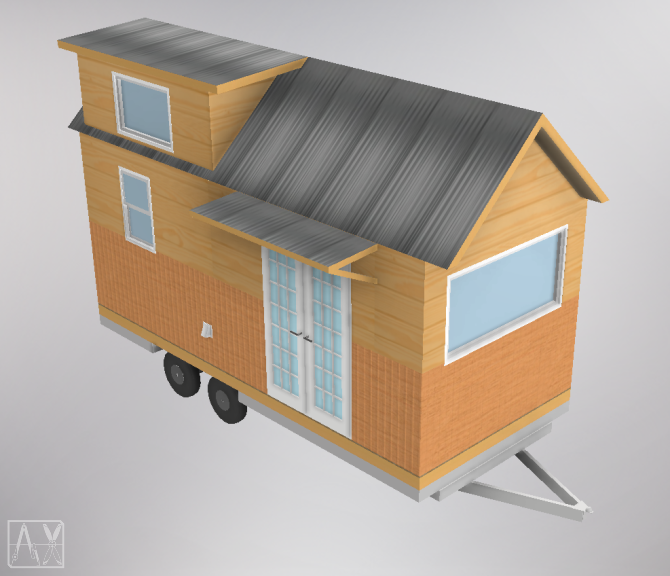 AX Design-Custom Tiny Home Single Saltbox Dormer Option 3